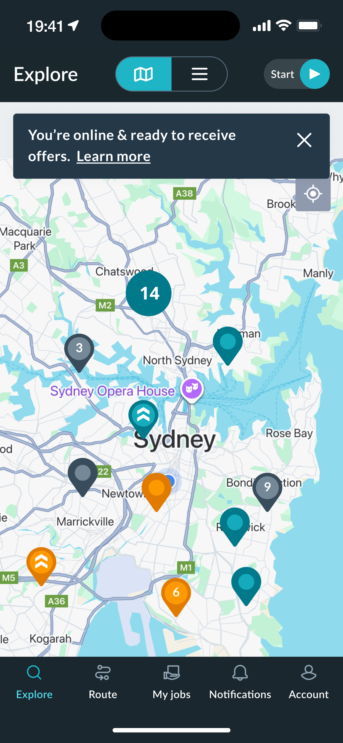 Setting your availability status through Start/Stop – Sherpa Drivers